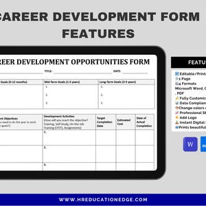 Career Development Form: Employee Goal HR Template (digital Download ...