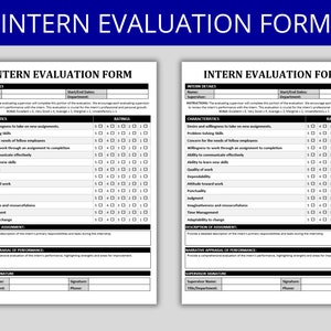 Intern Evaluation Form: Performance Review HR Template (digital ...