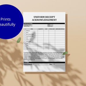 Employee Uniform Agreement Template: HR Forms (MS Word) - Etsy