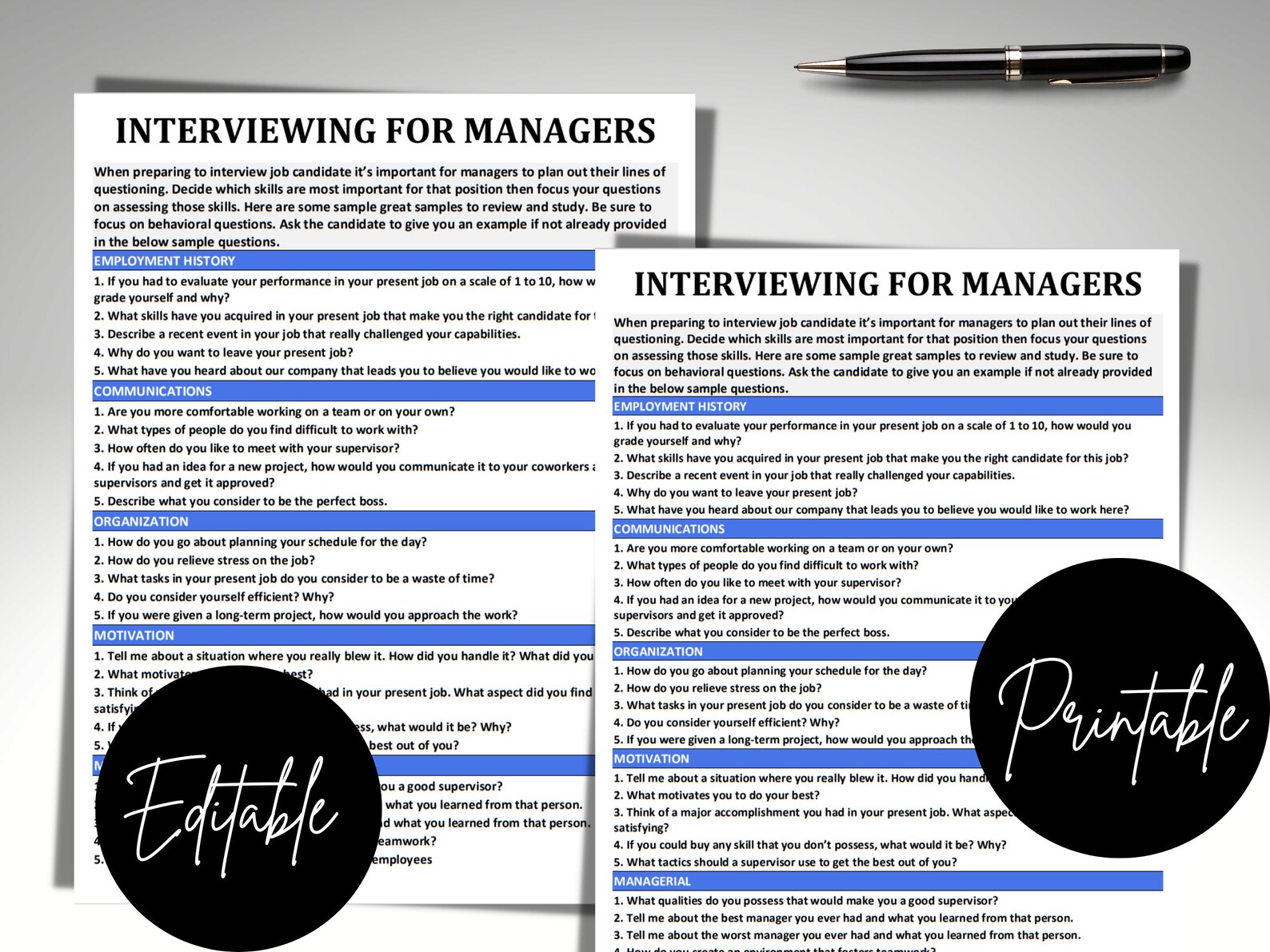 Interviewing for Managers Editable Word Interviewing Form - Etsy