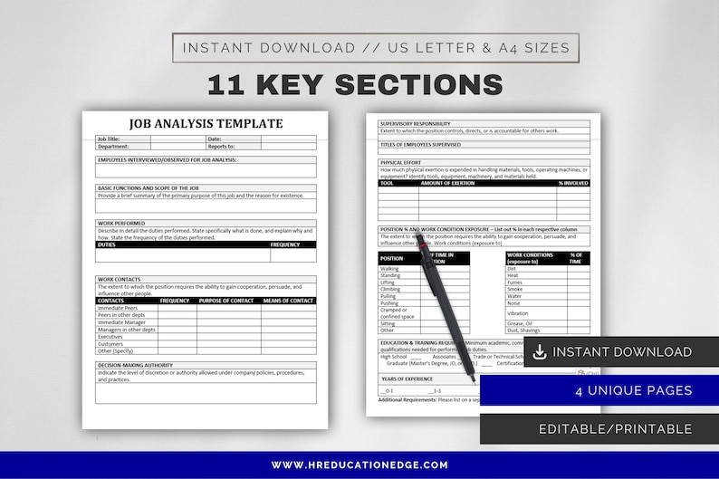 Job Analysis Template: HR Job Description Tool (digital Download) - Etsy