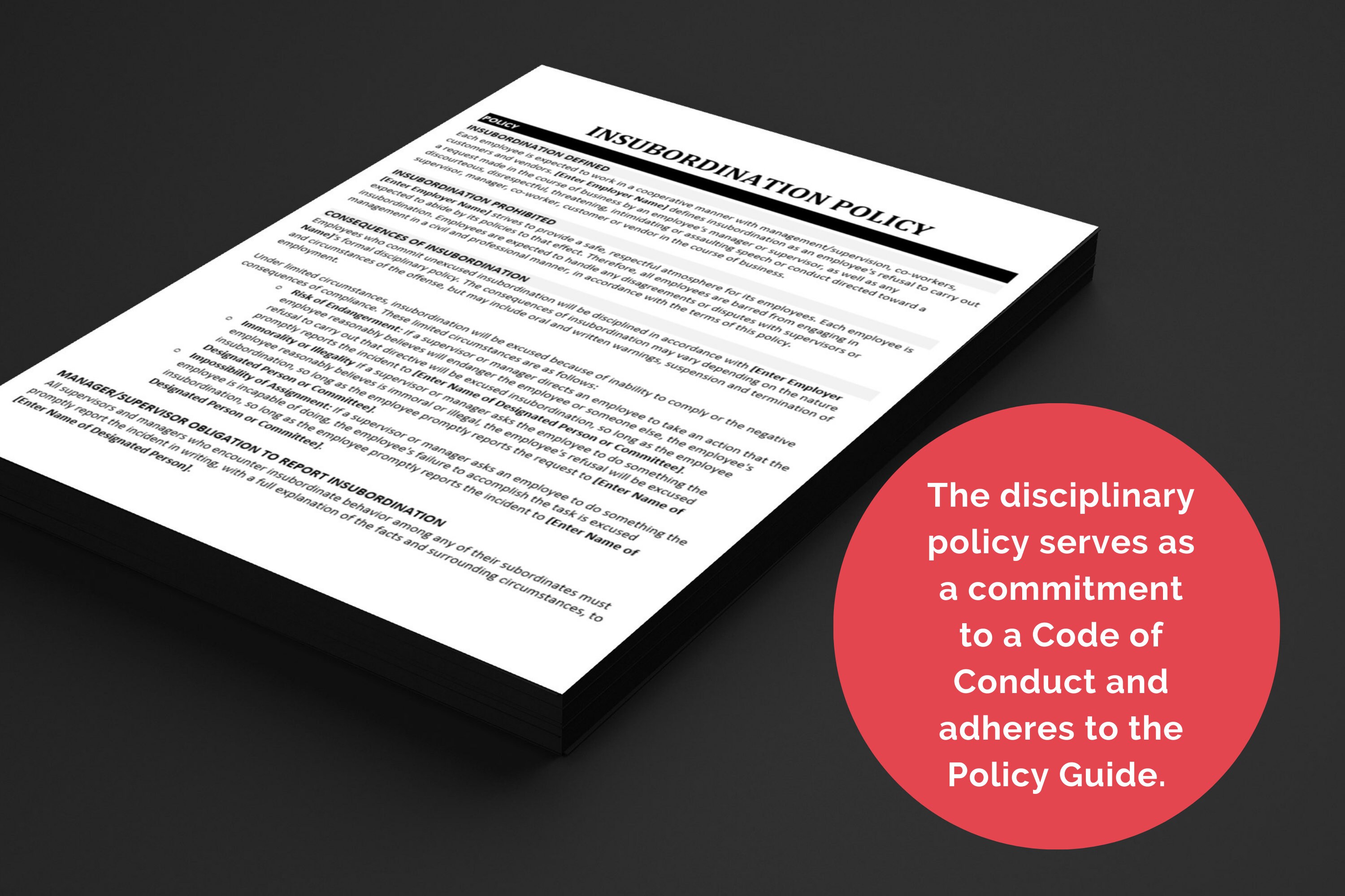 Insubordination Policy Employee Policy HR Template Code of Conduct ...