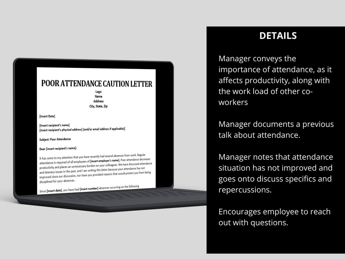 Attendance Warning Letter: HR Template Employee Poor Attendance Notice ...