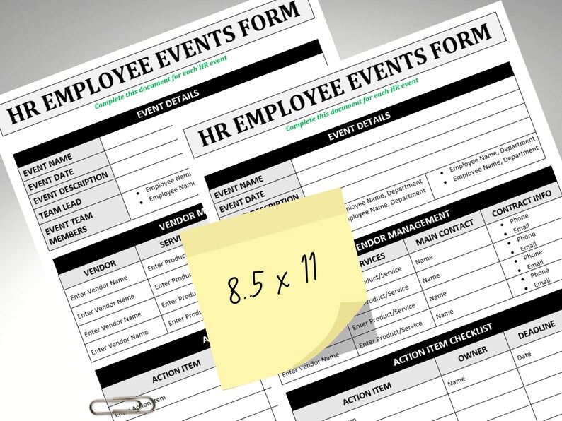 Event Planning Form Employee Appreciation HR Planning Human Resource ...