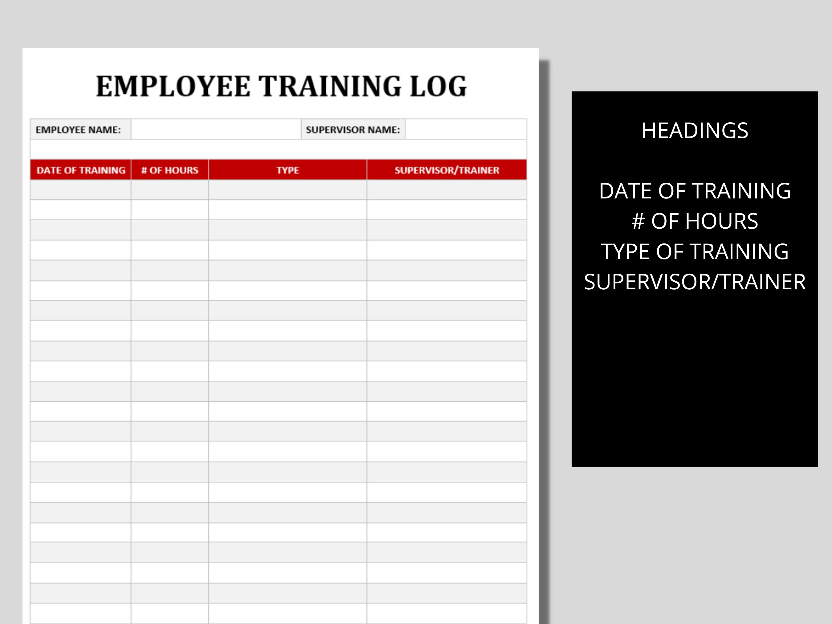 Employee Training Log: HR Template (digital Download) - Etsy