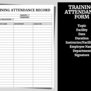 Training Attendance Record Template: Editable HR Form (MS Word) - Etsy
