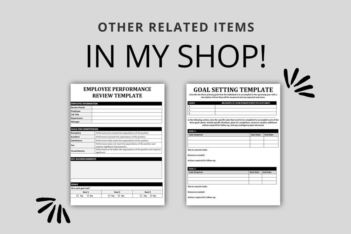 Performance Review Checklist: Employee Appraisal HR Template (editable ...