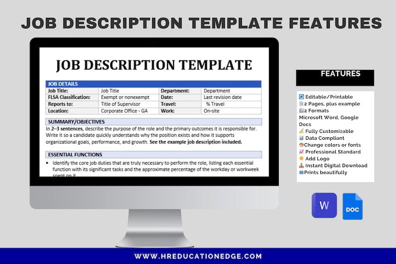 Job Description Template: Employee Onboarding HR Form (MS Word & Google ...