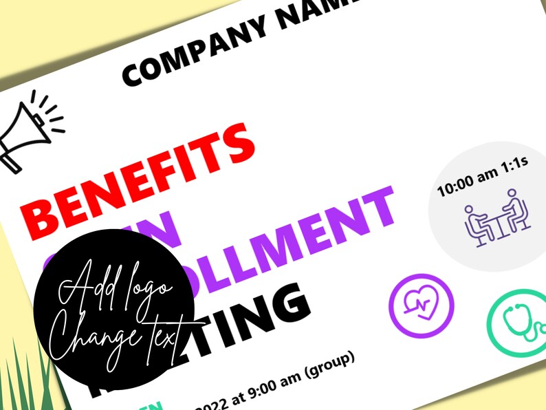 Open Enrollment Benefits Meeting Template: Editable HR Form (MS Word ...