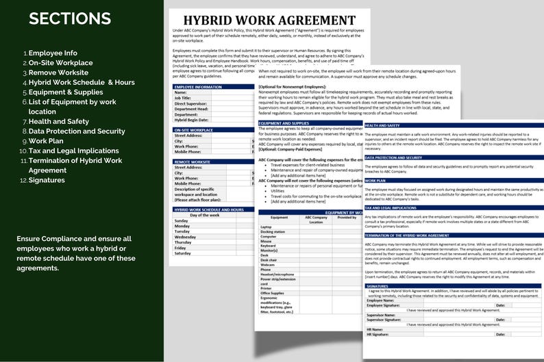 Remote/hybrid Work Agreement Template: Flexible Schedule (digital ...