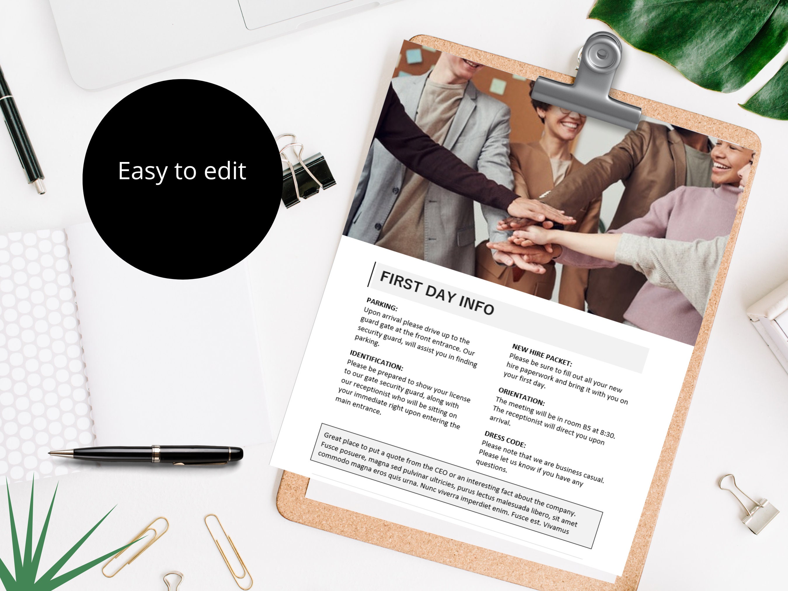 Employee Onboarding Packet: Welcome Letter, HR Templates (editable Word ...