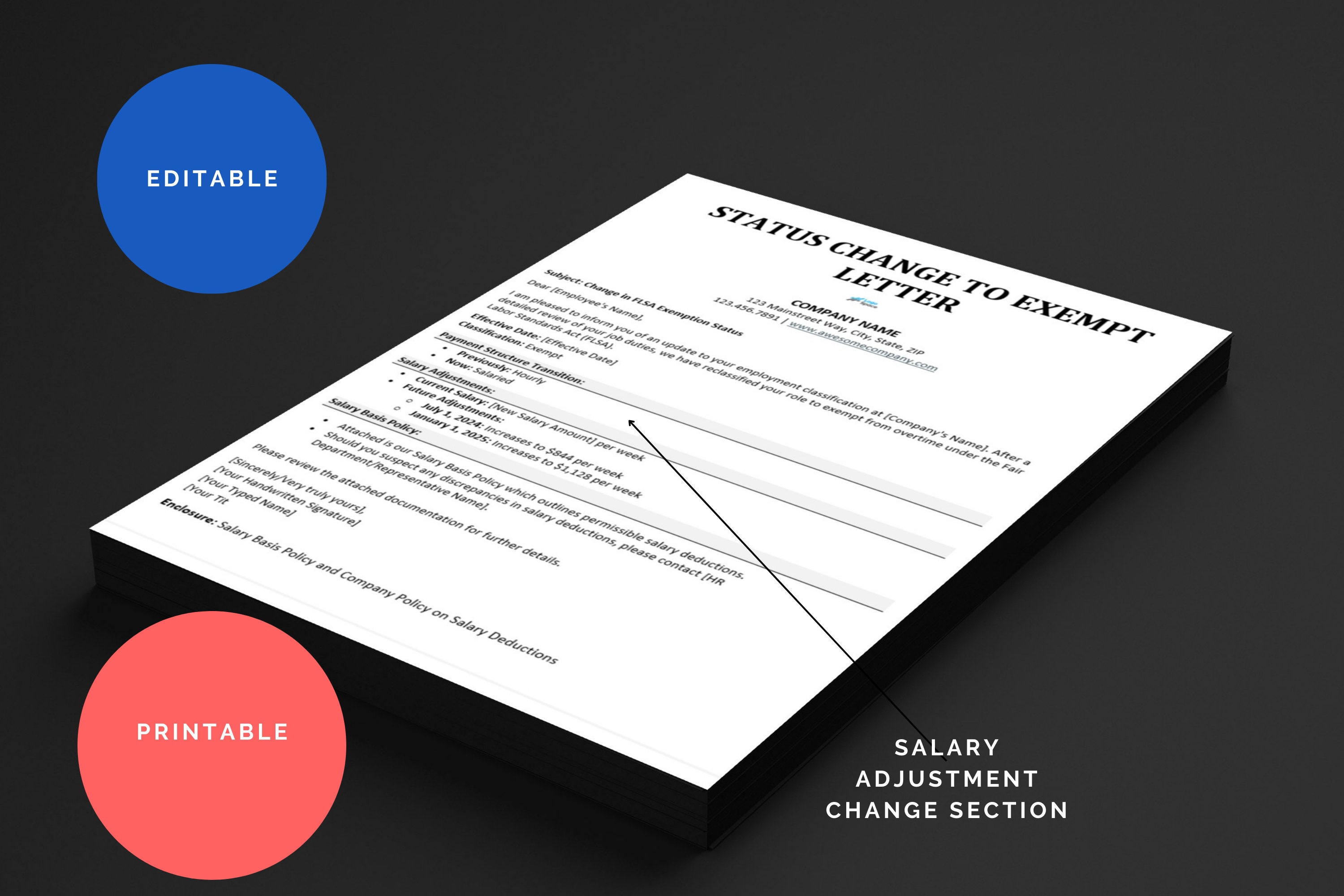 Exempt Status Change Letter: FLSA Compliance & Salaried Employee Update ...