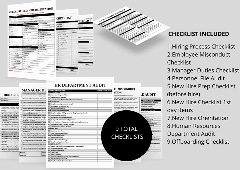 HR Checklist Templates: Employee Onboarding, Hiring (digital Download ...