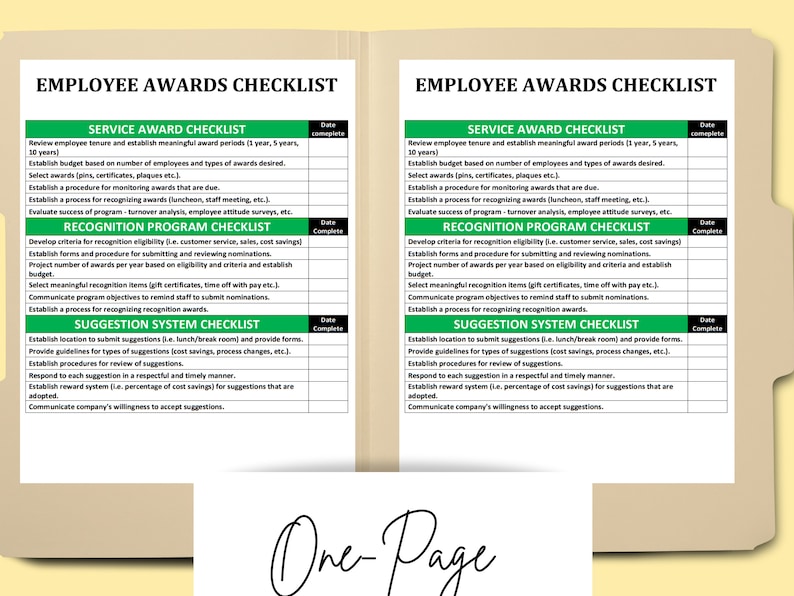 Employee Awards Recognition Program Checklist Human Resource Form HR ...