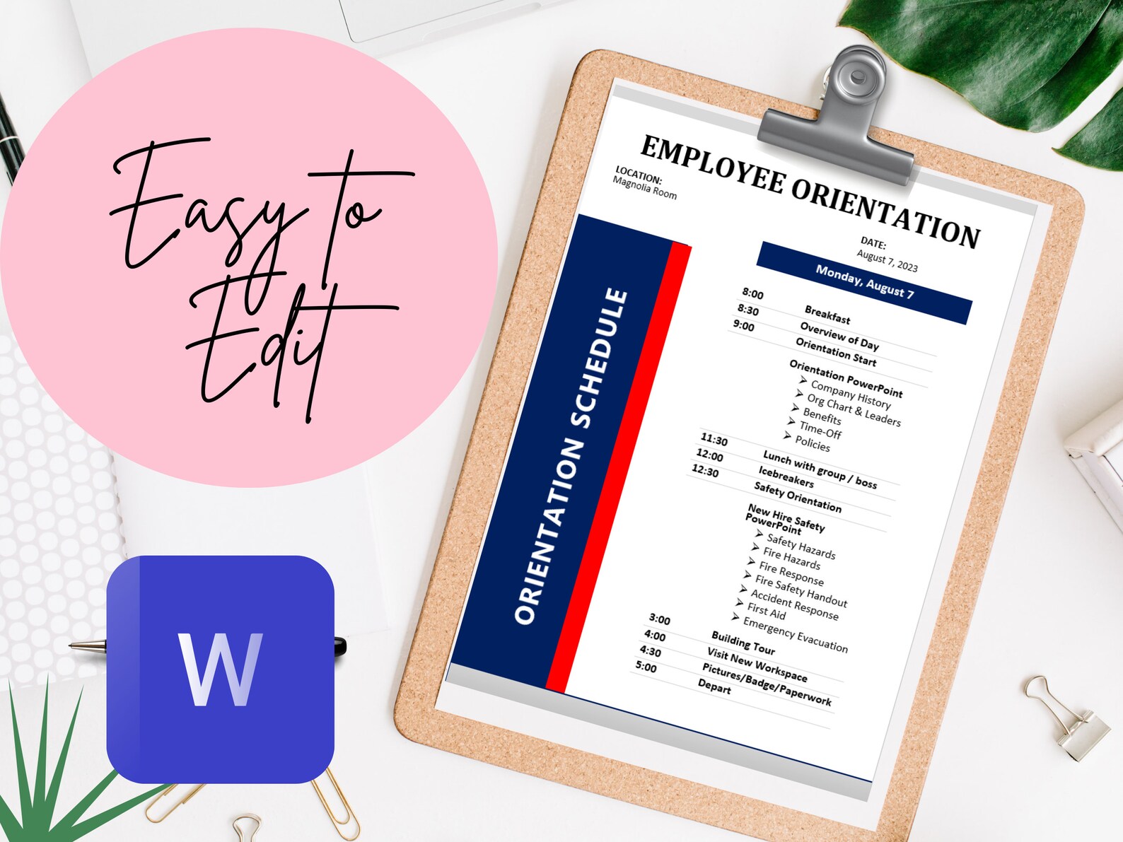 Employee Orientation Schedule Template New Hire Orientation Employee ...