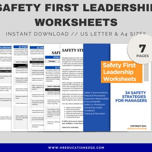 Safety First Leadership Worksheets: Manager Safety Strategies W/action ...