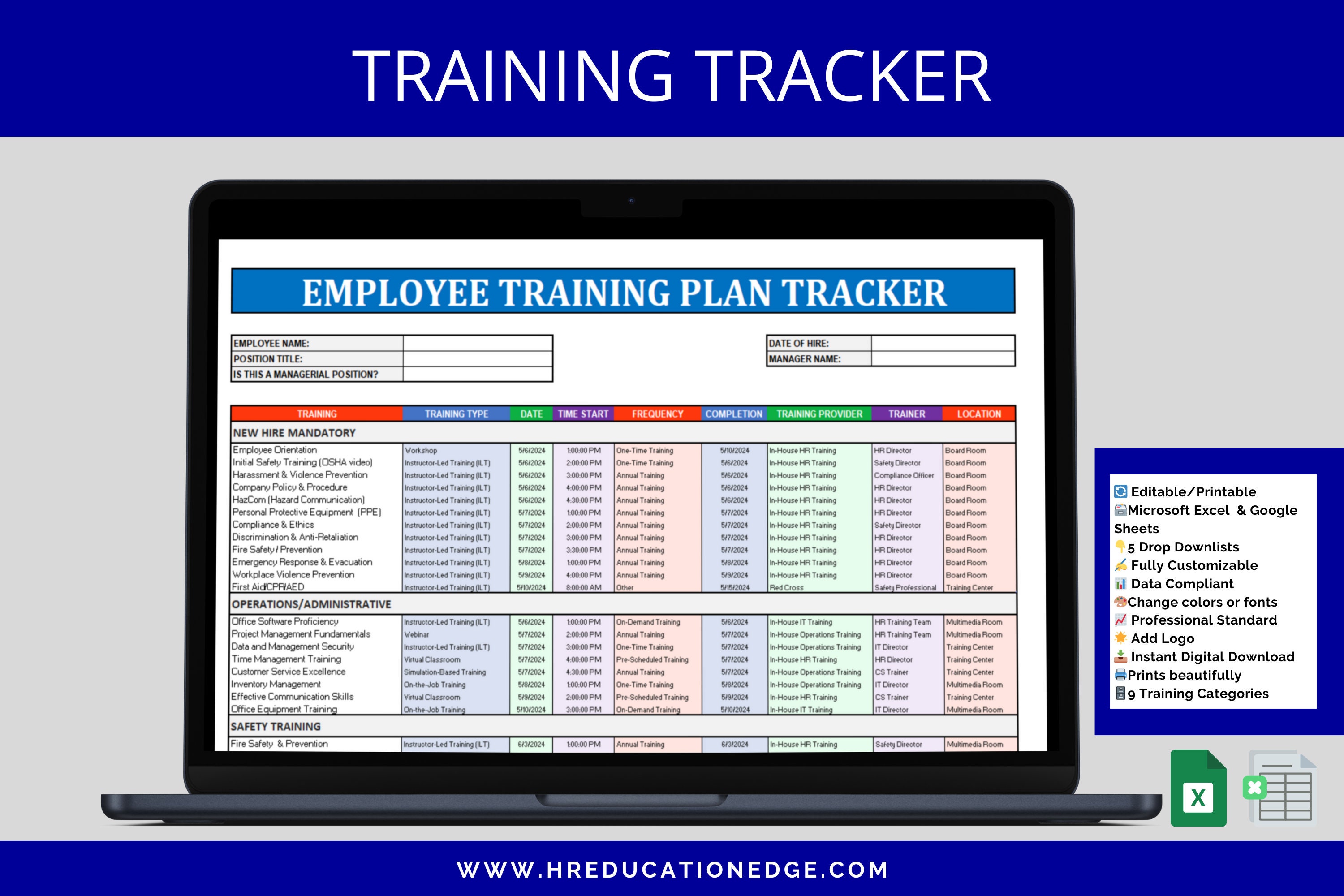 Training Tracker Excel Template