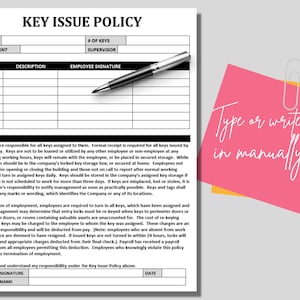 Key Issue Policy | Editable HR Form | HR Template | Human Resource Form ...