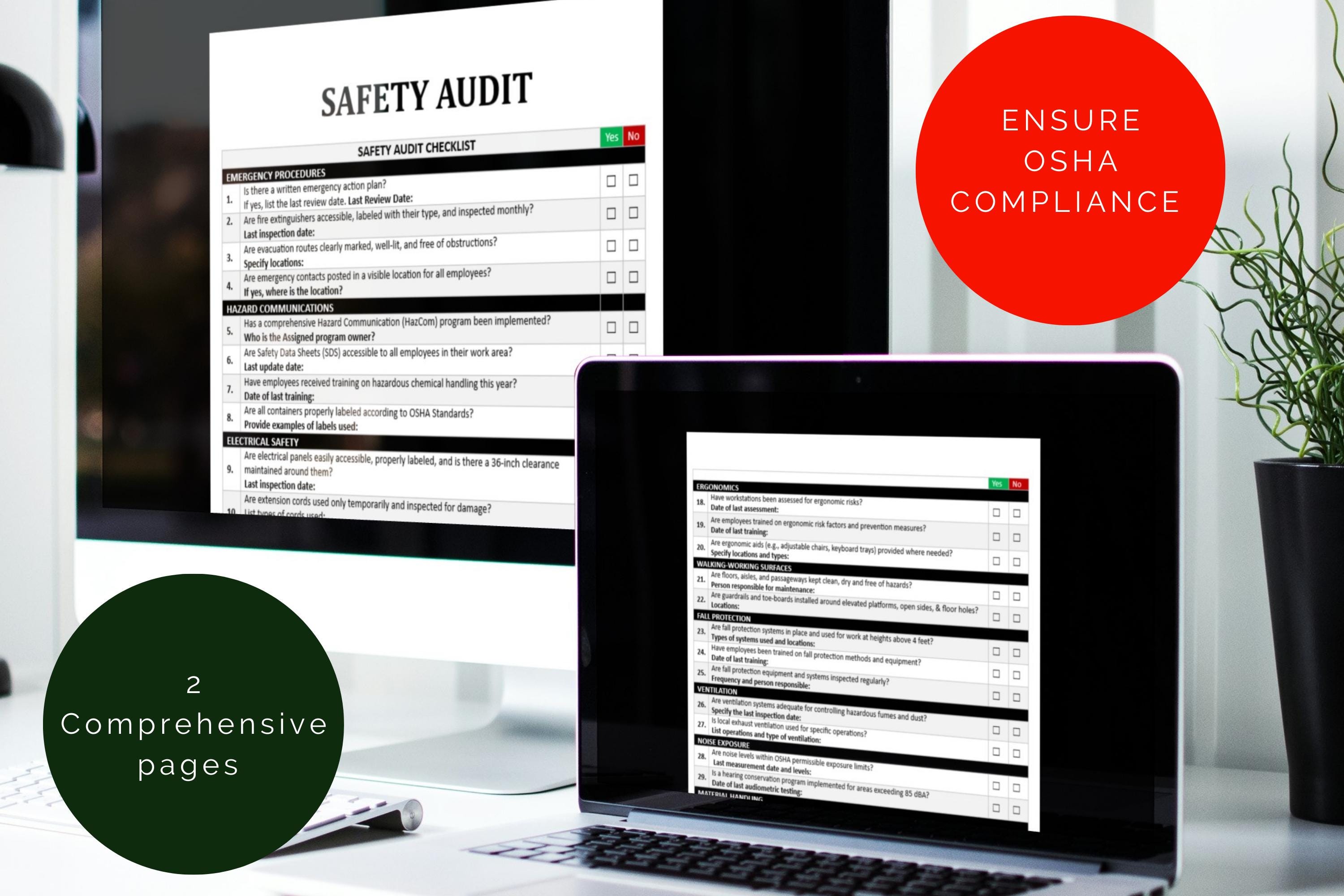 Safety Audit Checklist: OSHA Compliance Template (digital Download) - Etsy