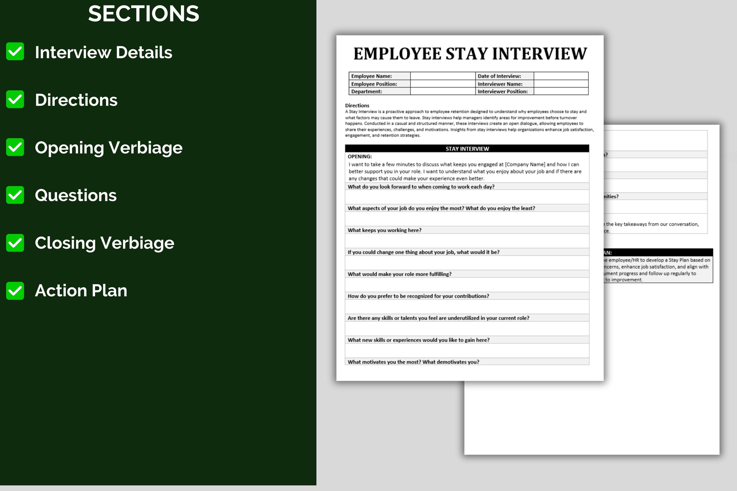 Employee Stay Interview Template: HR Staff Feedback Forms (digital ...