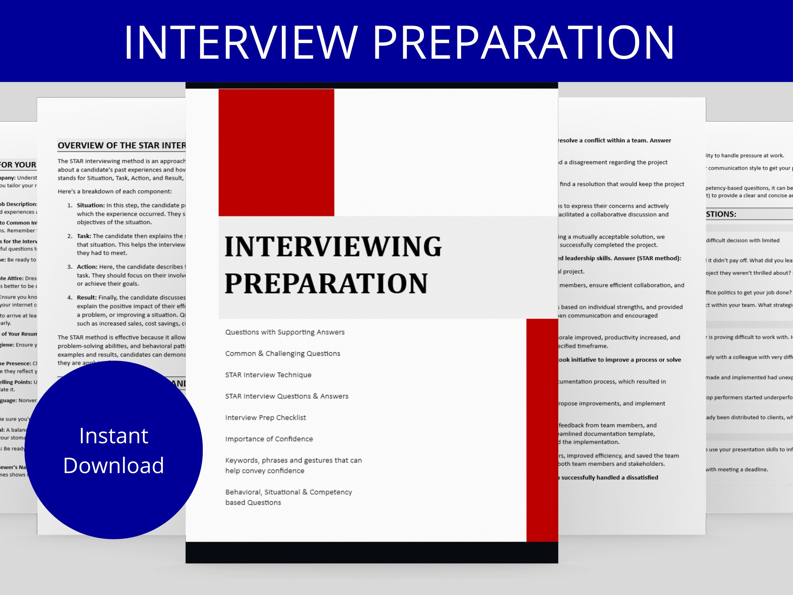 Interview Prep Worksheets: Behavioral Interview, STAR Method, Interview ...