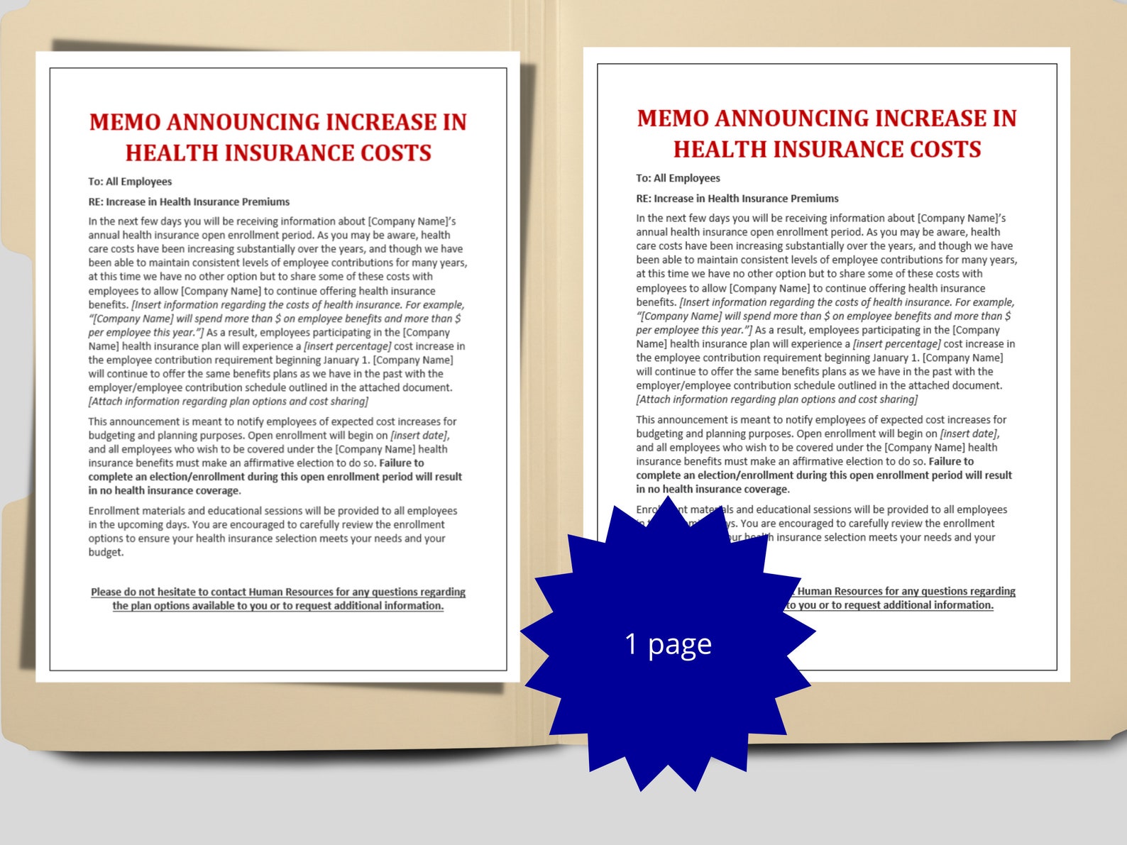 Memo: Announcing Health Insurance Cost Increase | HR Communication ...