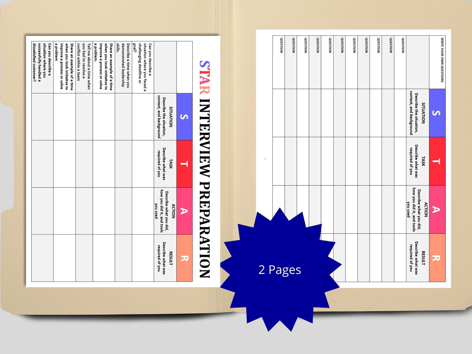 STAR Method Interview Worksheet: Interview Preparation, Behavioral ...