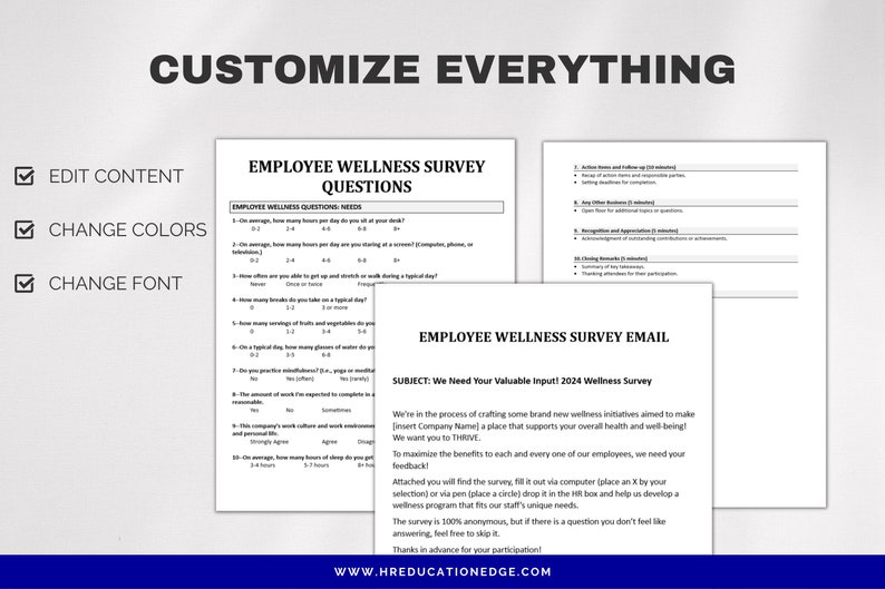 Employee Wellness Survey Template: HR Feedback Form (digital Download ...