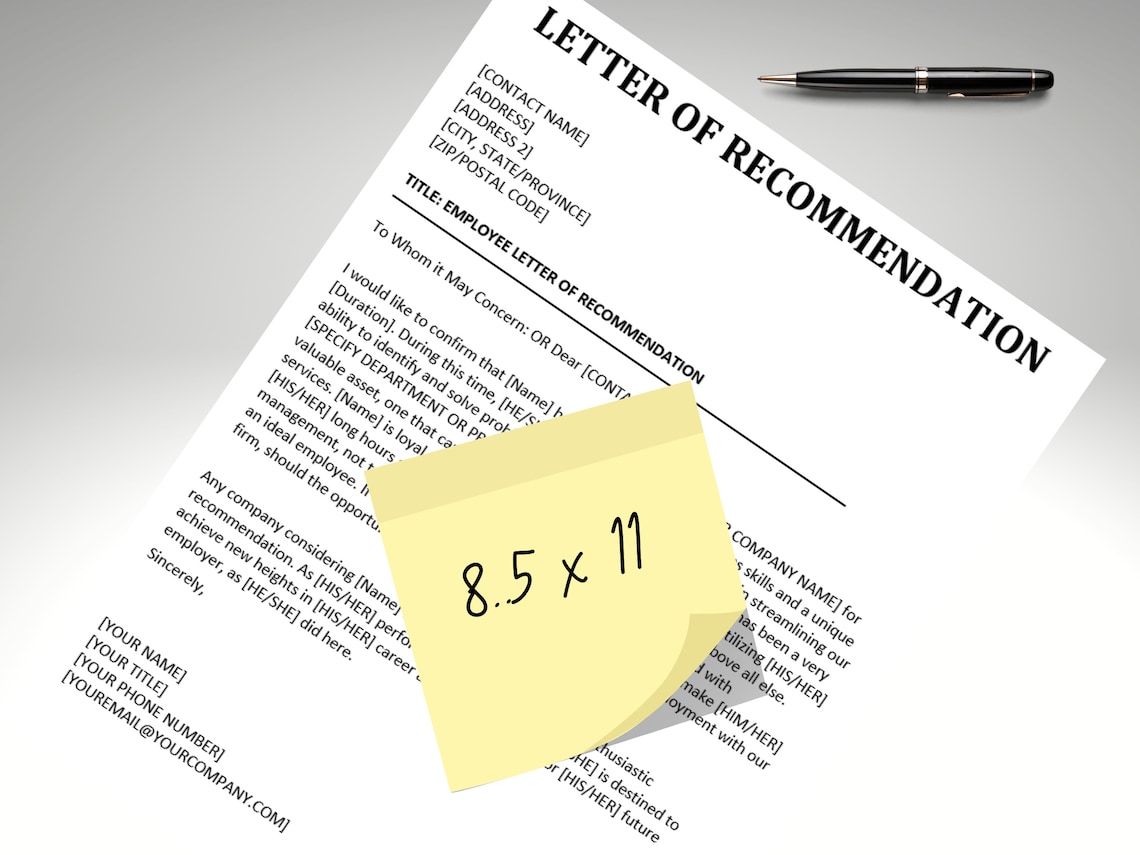 Editable HR Letter of Recommendation Template for Employment - Etsy