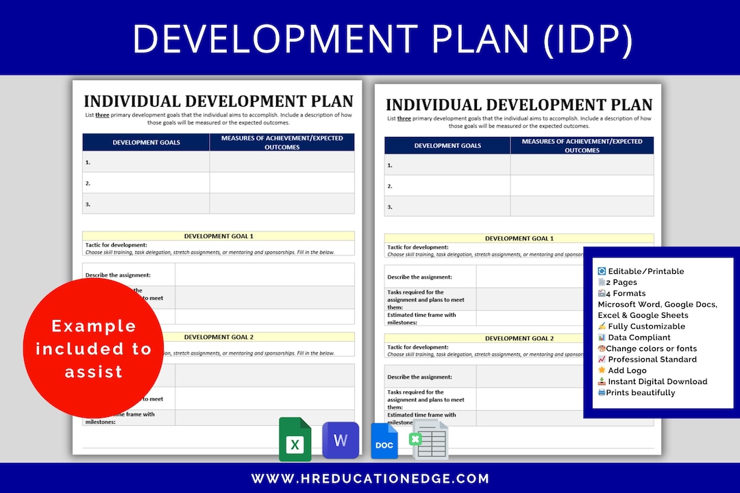 IDP Individual Development Plan Template: Employee Goals, Career ...