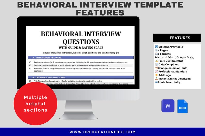 Behavioral Interview Questions Template: STAR Method & Rating Grid ...