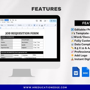 Job Requisition Form: HR Template (word, Google Doc, PDF) - Etsy