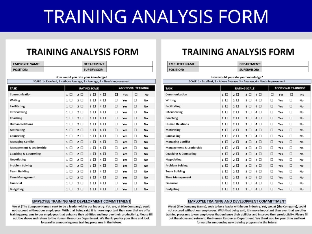 Training Needs Analysis Template: Editable HR Form (word Doc) - Etsy