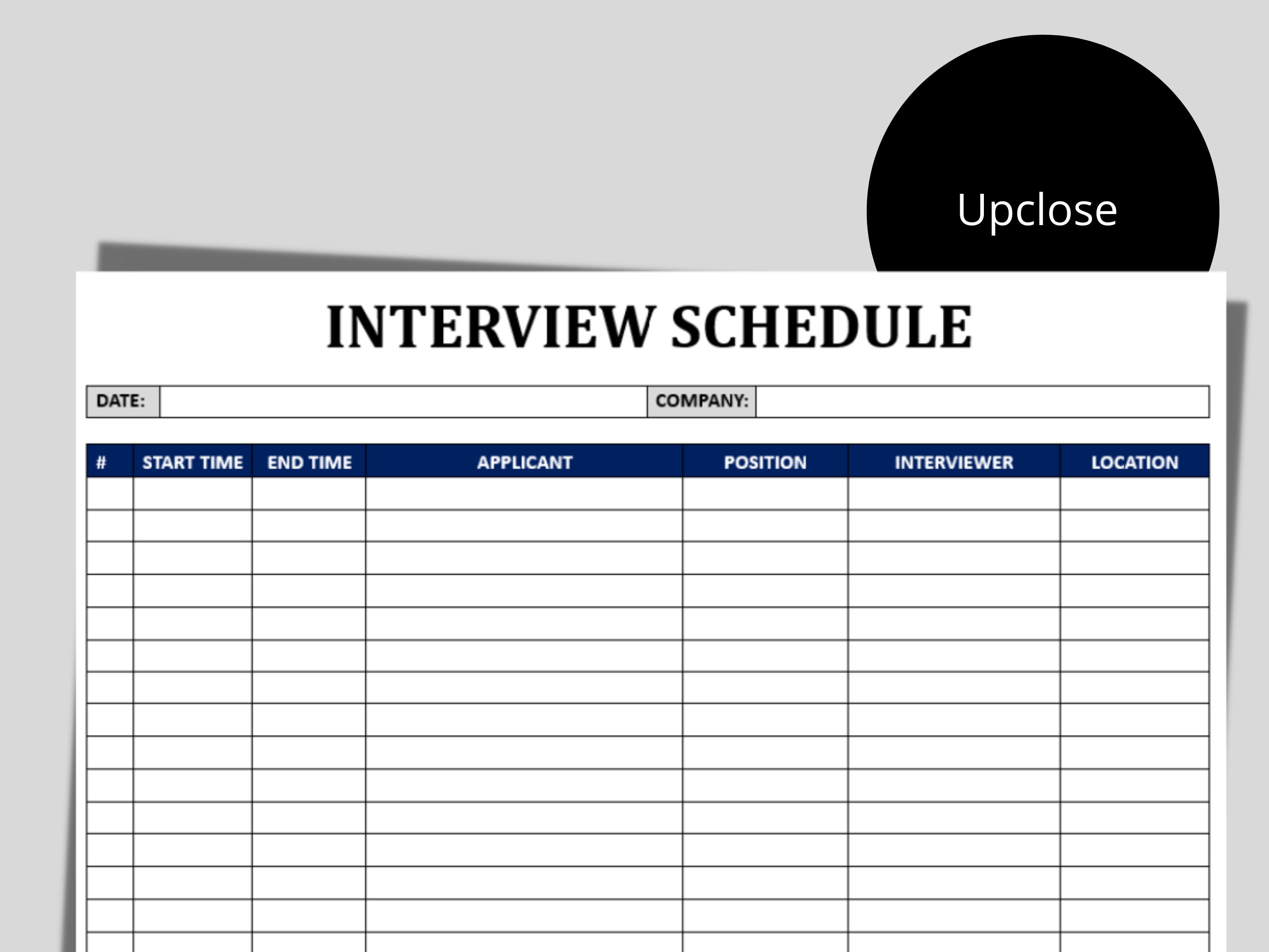 Interview Schedule Template Editable Word Form HR Template Human ...