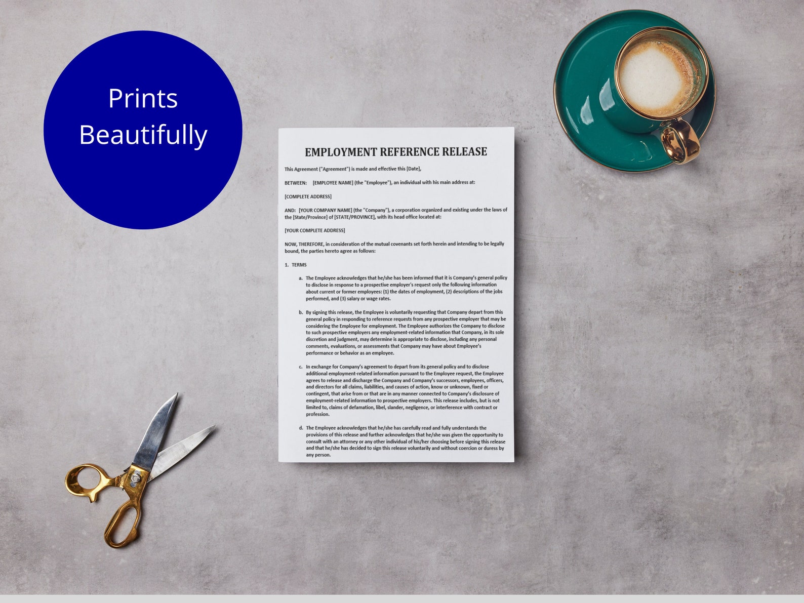Employee Reference Release: MS Editable Word | HR Template | Human ...