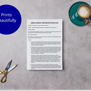 Employee Reference Release: MS Editable Word | HR Template | Human ...