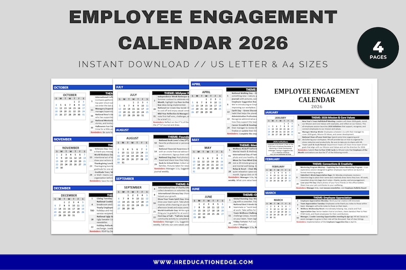 Employee Engagement Calendar 2026 | Team Building & Staff Motivation ...