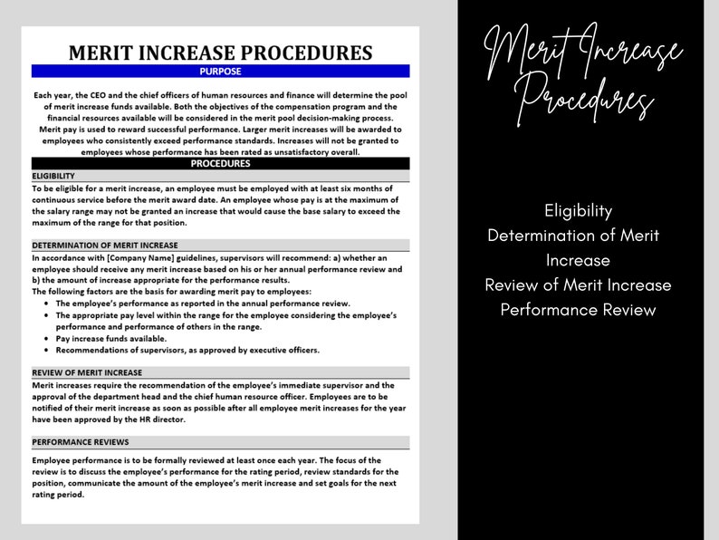 Merit Increase Policy. MS Editable Word Template. Human Resource Form ...