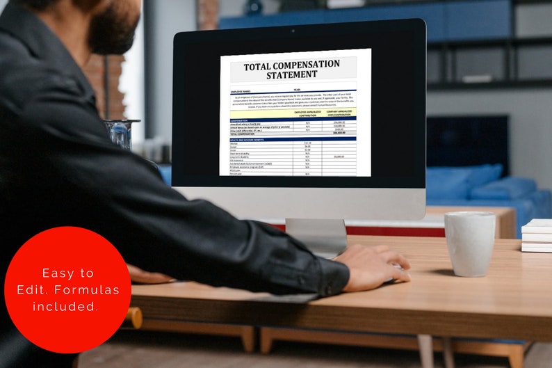 Total Compensation Statement Template: HR Employee Benefits (excel & Google Sheets, Digital ...