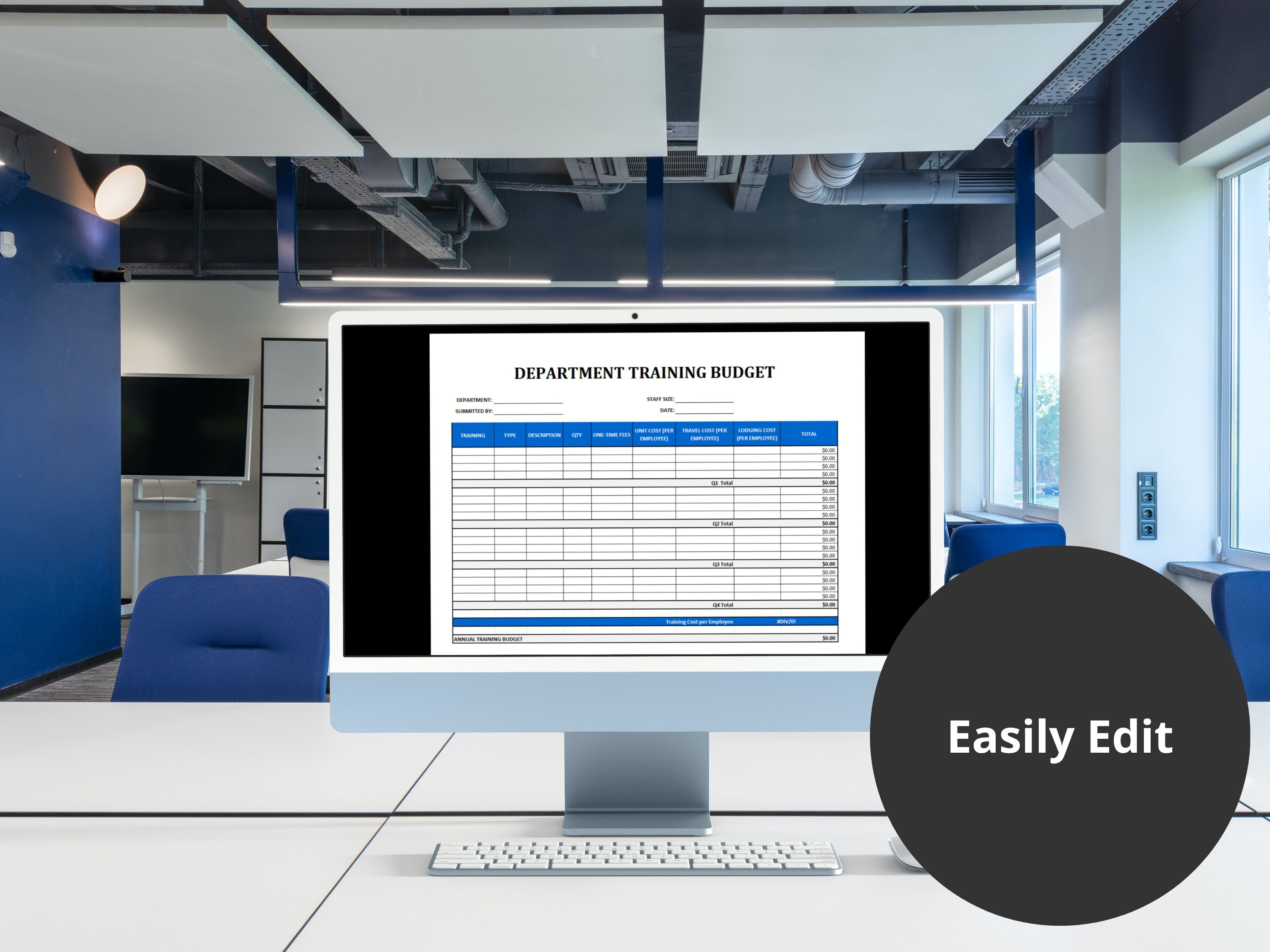 Departmental Training Budget Excel Spreadsheet: HR Template (digital ...