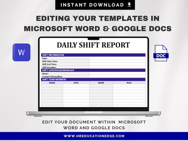 Daily Shift Report Template | End of Shift Change or Handover, Incident ...