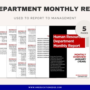 HR Department Monthly Report Template: Analysis & Metrics (digital ...
