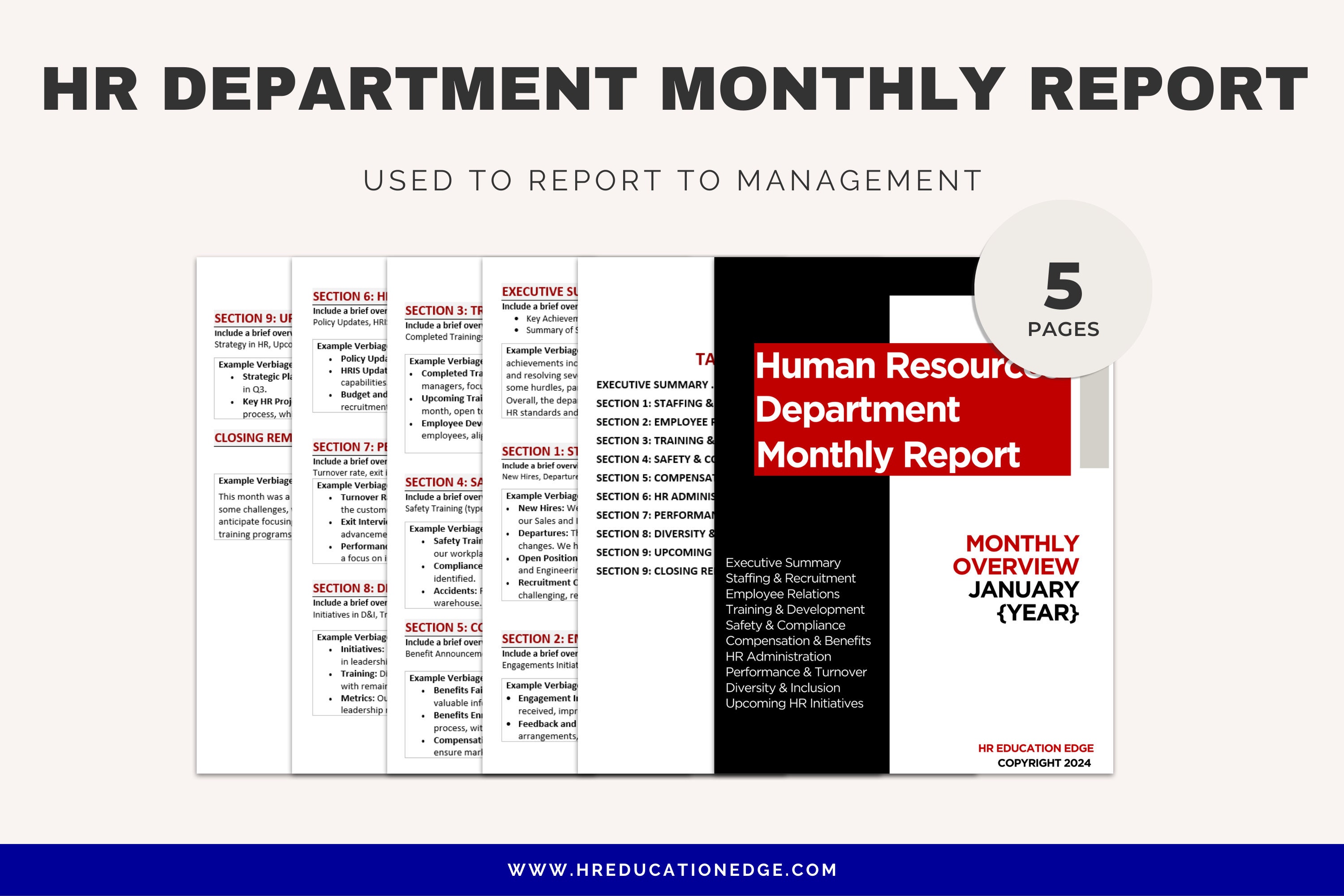 HR Department Monthly Report Template: Analysis & Metrics (digital ...
