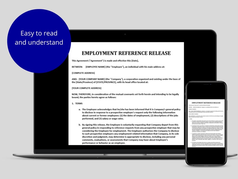 Employee Reference Release: MS Editable Word | HR Template | Human ...