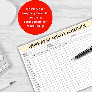 Employee Availability Form: Weekly & Hourly Schedule Template | Work ...