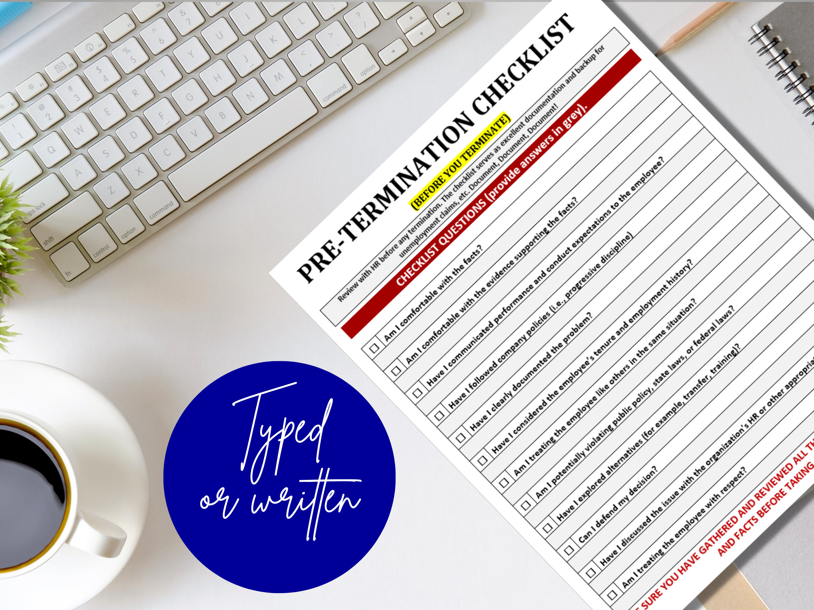 Manager's Pre-termination Review Checklist: Employee Exit Documentation ...