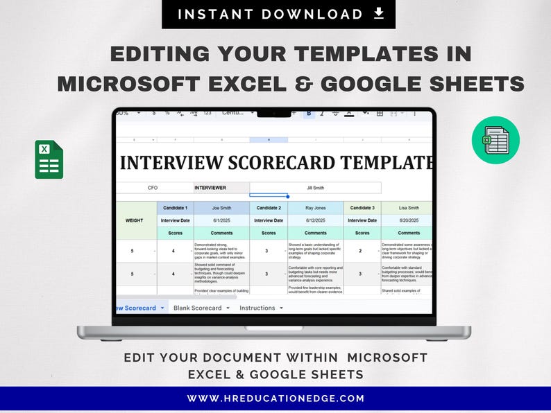 Interview Scorecard Template, Candidate Evaluation Form, HR Interview ...