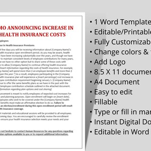 Memo: Announcing Health Insurance Cost Increase | HR Communication ...