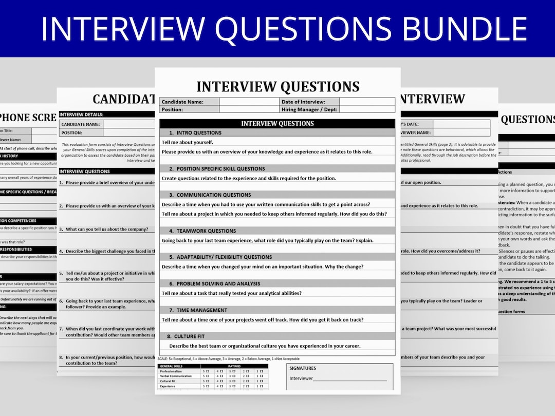 Interview Questions Template | HR Bundle | Interview Question Form ...