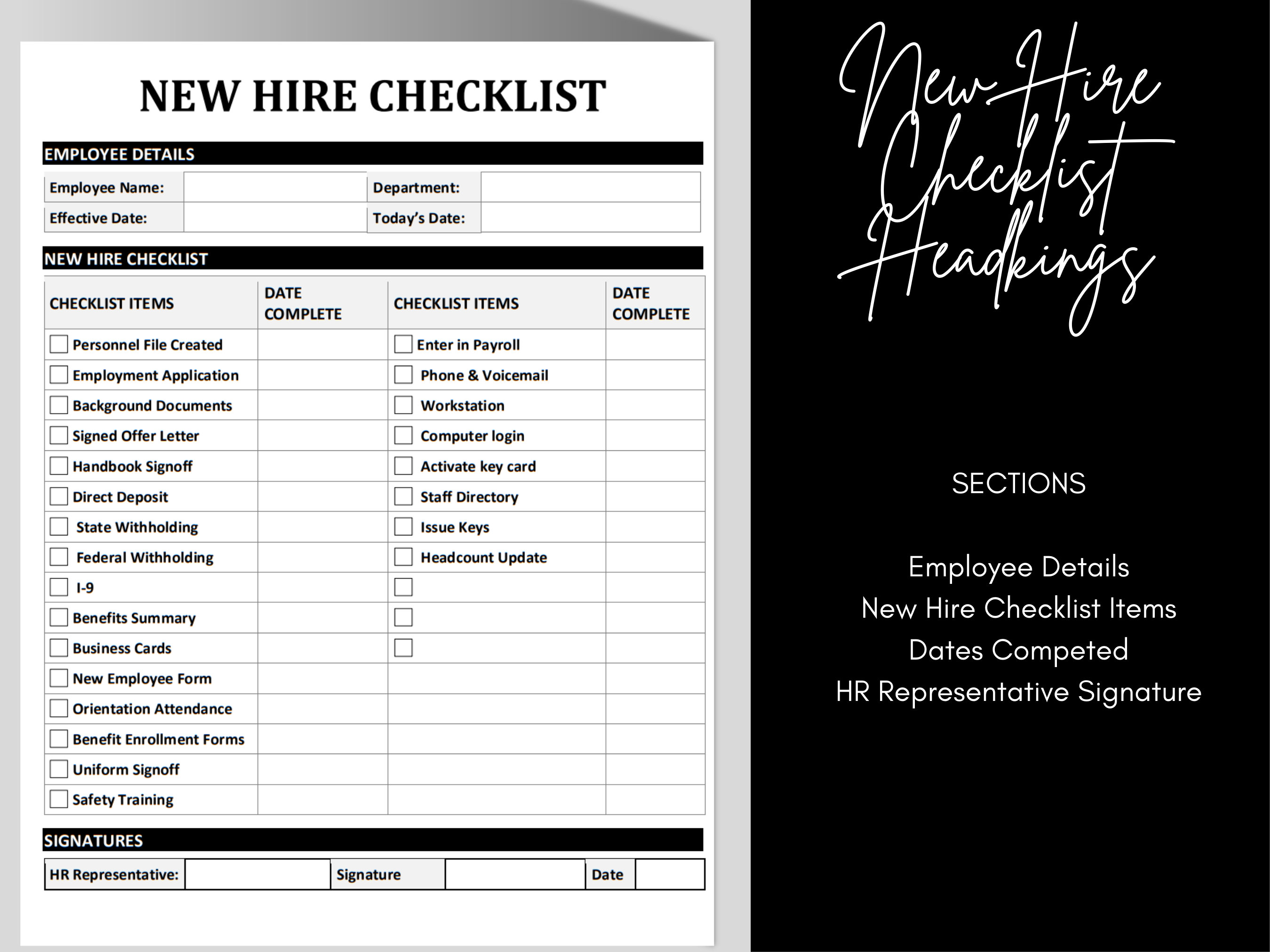 New Hire Checklist Employee Onboarding Editable Word HR - Etsy Australia